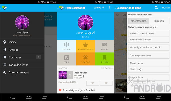 Foursquare para Android estrena nueva interfaz