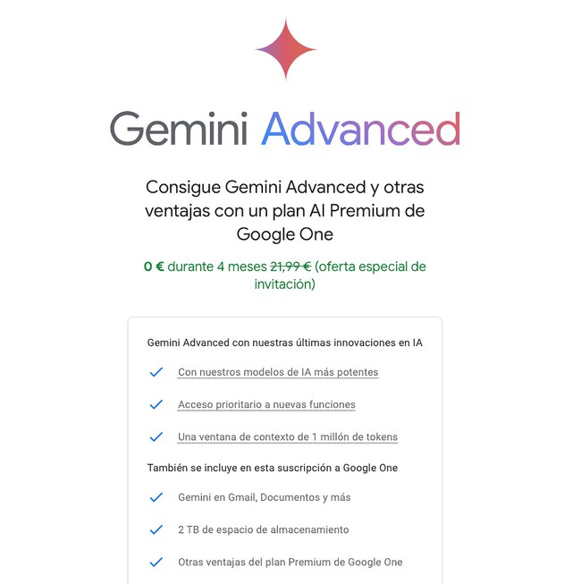 Cuatro meses gratis de Gemini Advance y para regalar: Google ofrece invitaciones a los ...