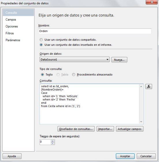 Reporting Services, Listados y Ordenaciones