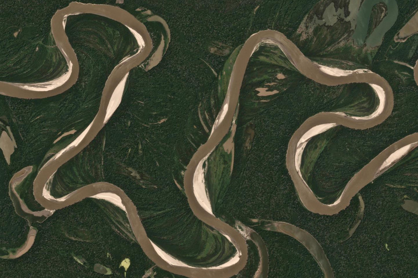 La transformación del cauce de un río a lo largo de 35 años, ilustrado ...