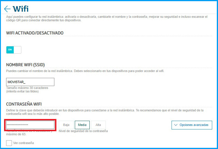 Cómo cambiar la contraseña del WiFi en el router de Movistar