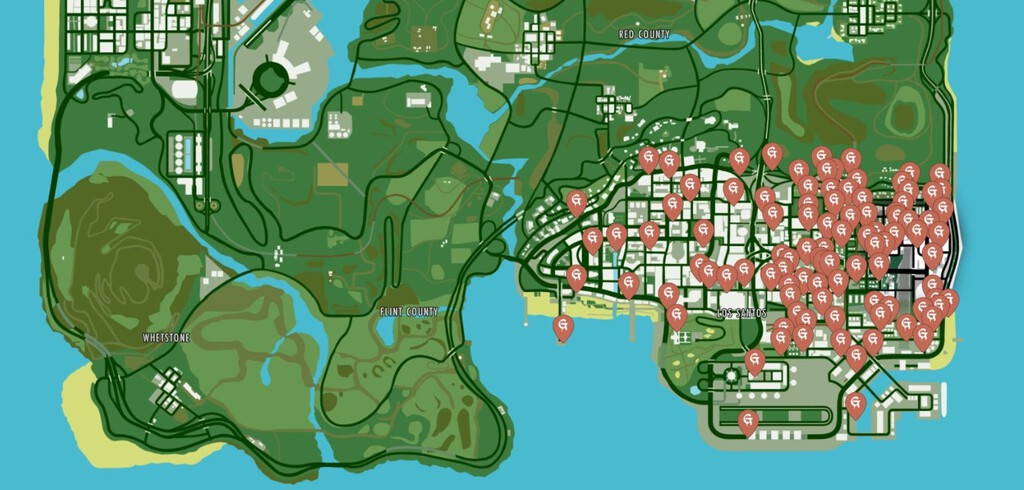 Mapa interactivo de GTA San Andreas, ubicación de todos los coches ...