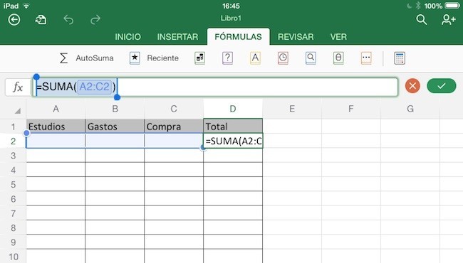 Así es Excel para iPad