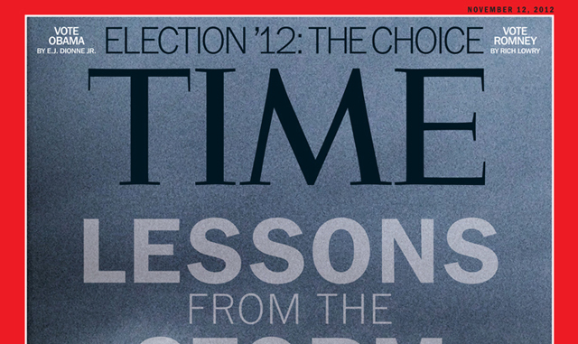 La portada de la revista TIME retrata #Sandy con un smartphone