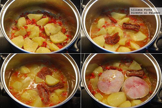 Congrio con patatas y tomate seco. Receta de cocina fácil, sencilla y ...