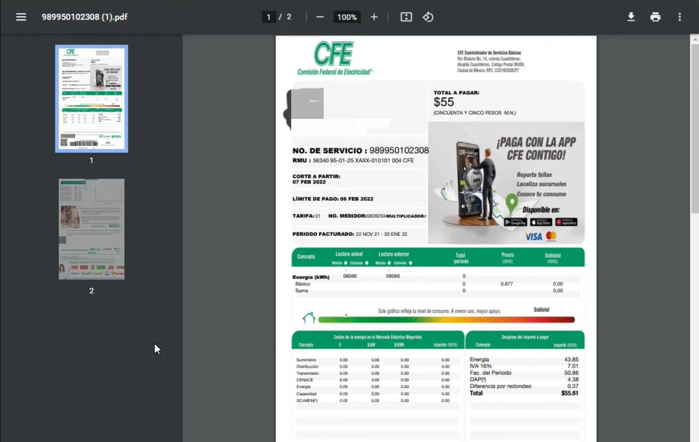 Cómo consultar el recibo de luz de la CFE en México sin registrarse