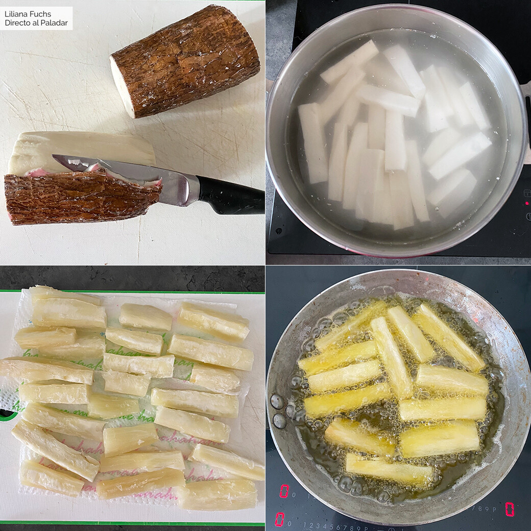 Yuca frita. Receta de cocina fácil, sencilla y tradicional latinoamericana