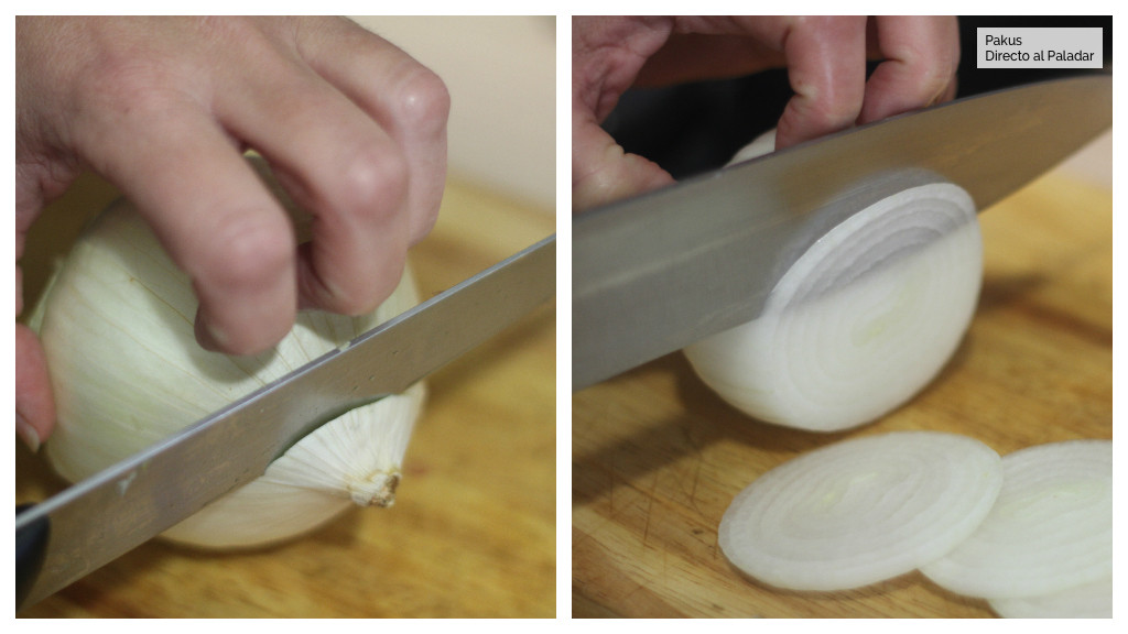 Cortes básicos de la cebolla: en juliana, en aros y en brunoise