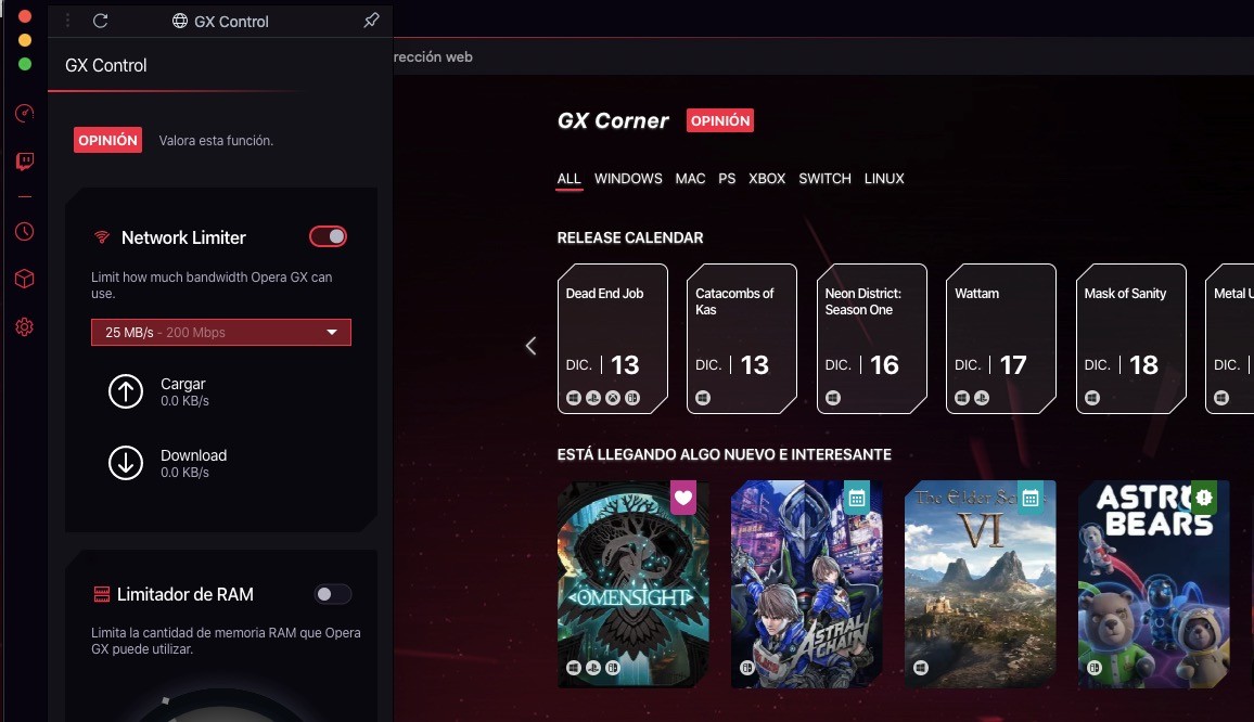 Opera GX: llega a macOS el navegador para gamers
