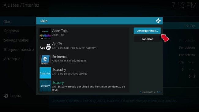 Cómo personalizar el aspecto de Kodi en Android TV cambiando el diseño de la pantalla