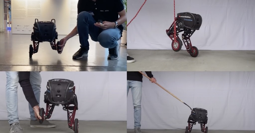 Las patas de este robot tienen ruedas para mejorar su velocidad, pero ...