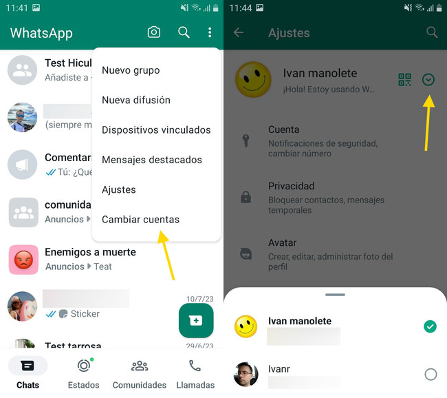 Dos cuentas de WhatsApp en el mismo móvil y sin trucos: probamos el nuevo soporte multicuenta de ...