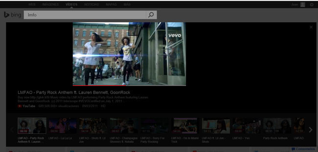 Espectaculares resultados de búsquedas musicales en Bing