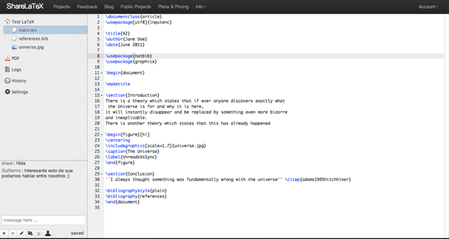 ShareLaTeX, edición online y colaborativa de documentos LaTeX