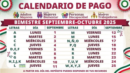 Calendario de pagos para la Pensión de adultos mayores, mujeres y madres trabajadoras en ...