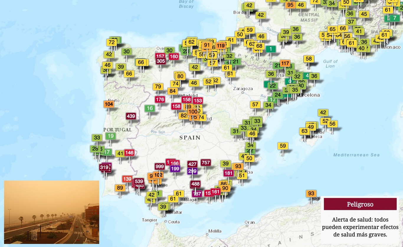 La calima de España, en un mapa: en esta web puedes saber cómo se ...