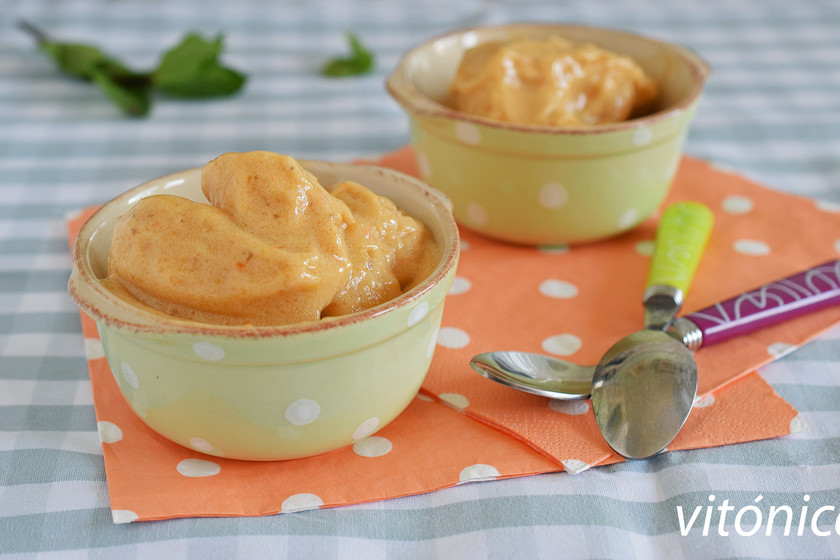 Helado de mango, plátano y melón sin azúcar. Receta de postre saludable ...