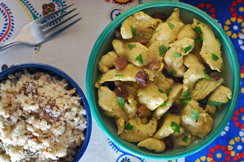Pollo marroquí con cuscús de coliflor. Receta de cocina fácil, sencilla ...