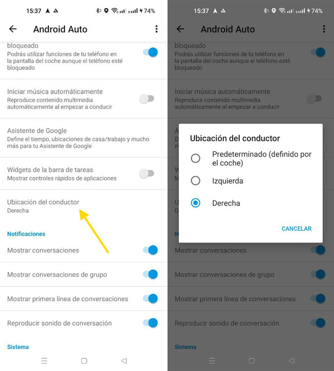 Cómo cambiar de lado el mapa en Android Auto con Coolwalk