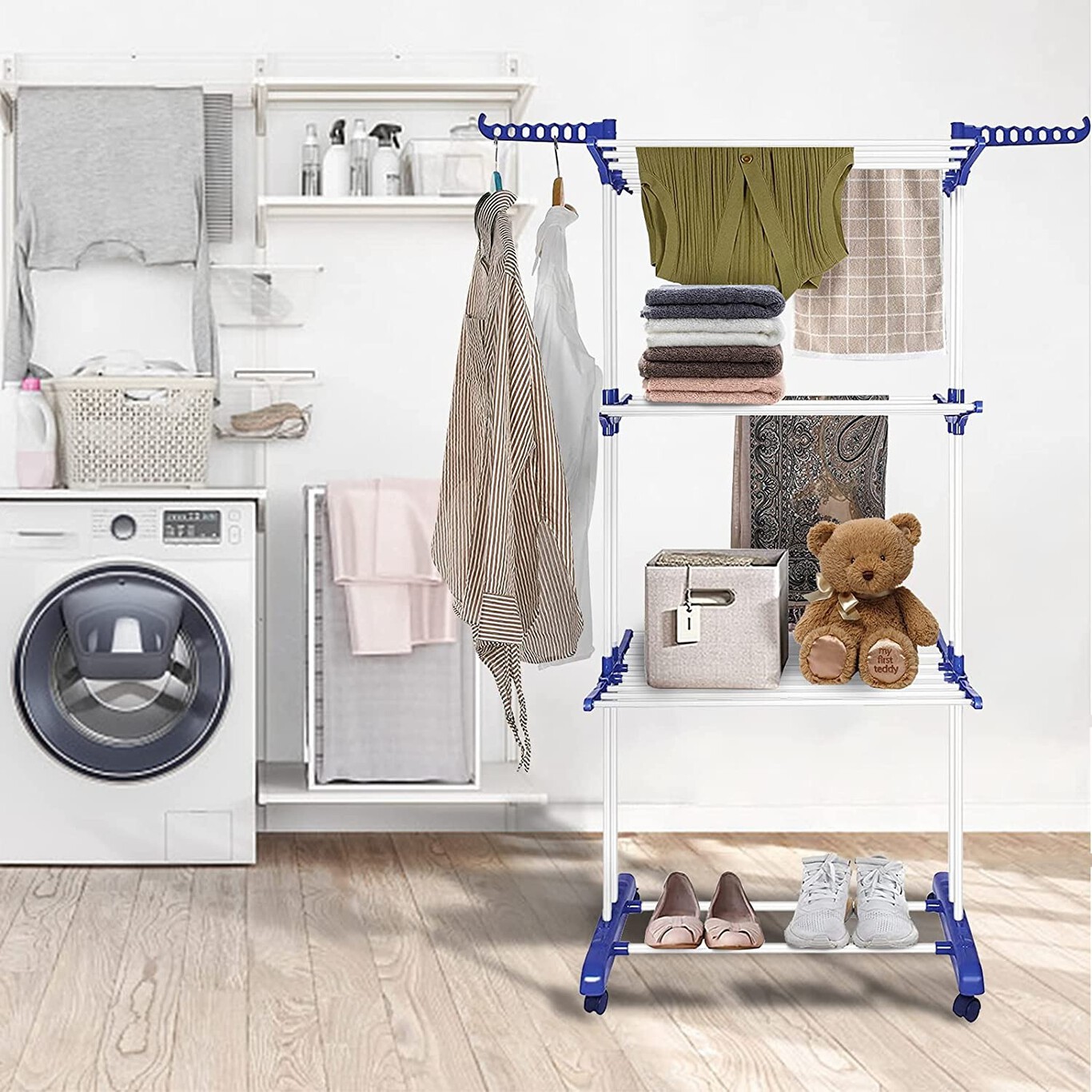 13 tendederos verticales para secar la ropa en interior ahorrando espacio