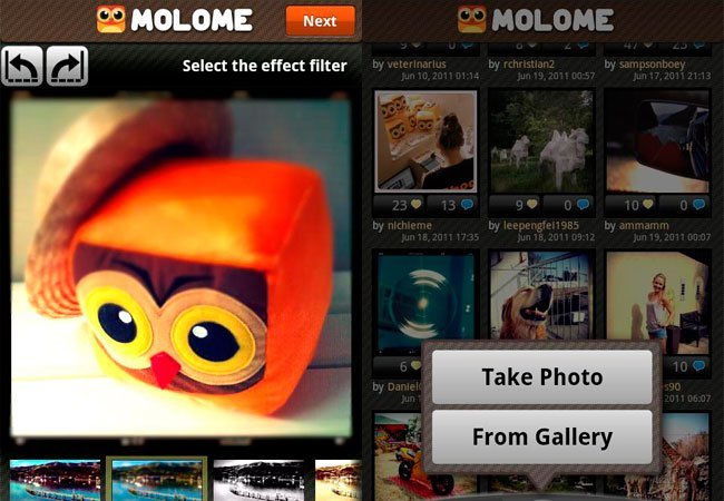 Molome, edita y comparte tus fotografías en las redes sociales