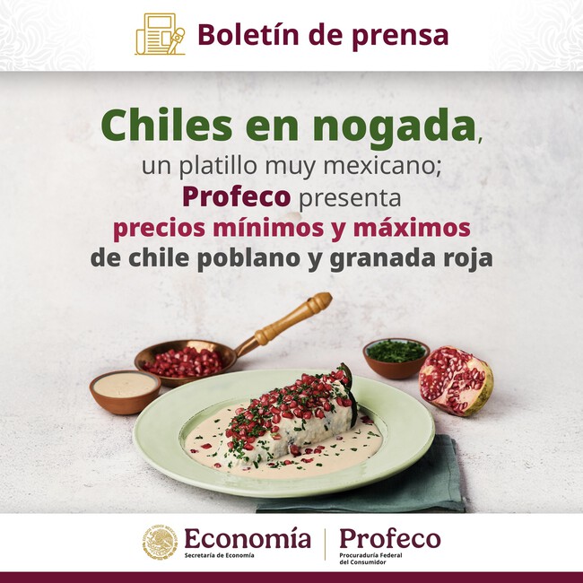 Precios del chile poblano y granada según Profeco. - Columna Digital