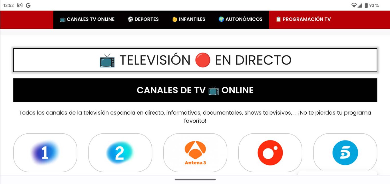 Cinco maneras de ver la tele gratis desde el móvil y sin instalar nada