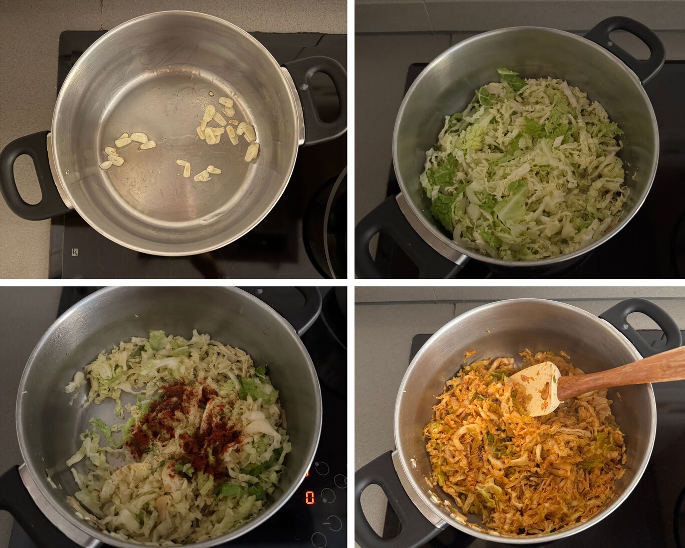 Repollo rehogado con ajo y pimentón, receta fácil y saludable