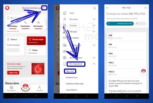 Cómo consultar gratis el PIN o la permanencia desde Mi Vodafone