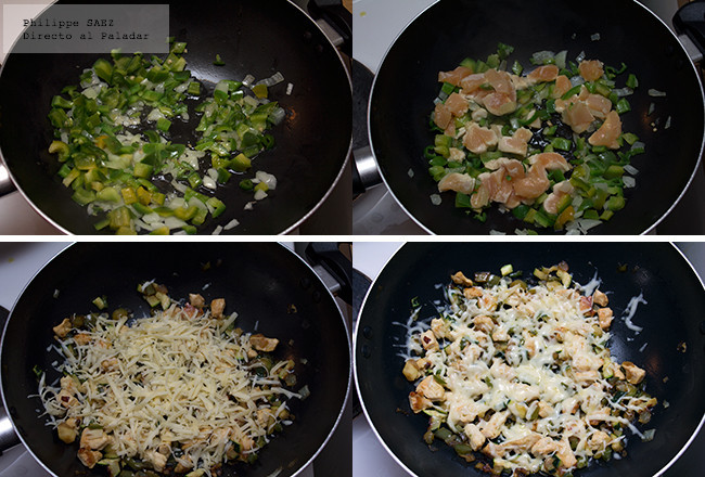 Alambre de pollo con queso. Receta