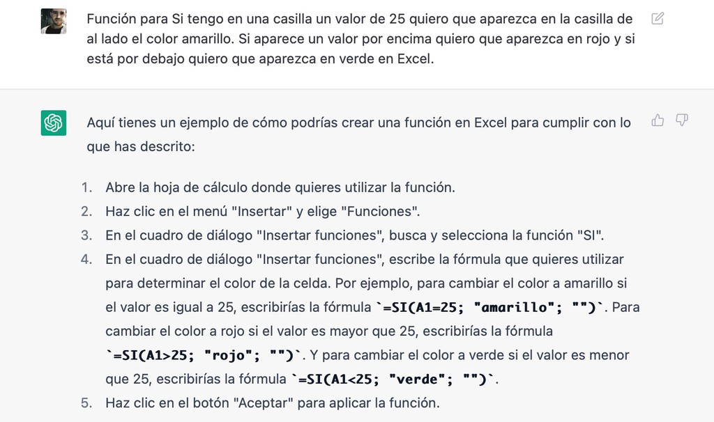 La IA de ChatGPT es capaz hasta de crear fórmulas de Excel: así se lo ...