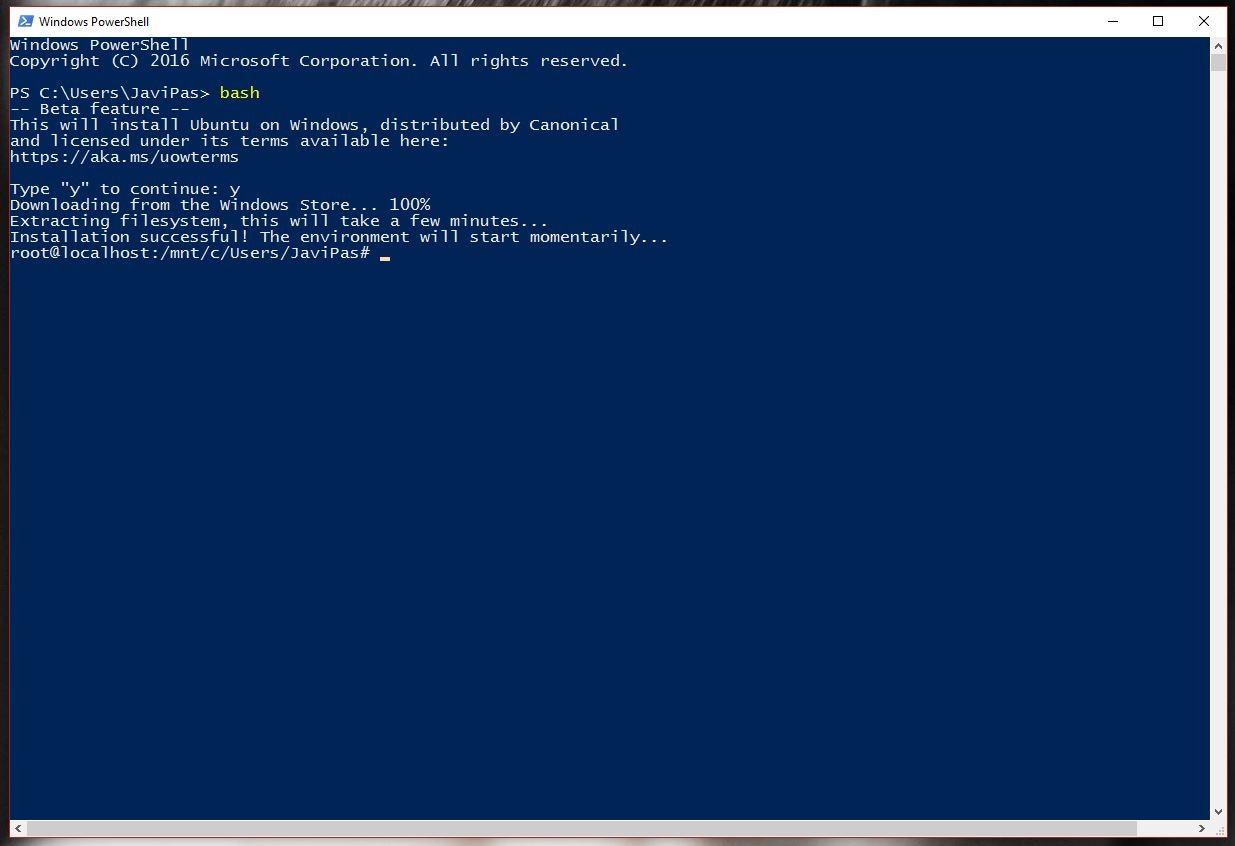 Así es usar la consola Bash de Ubuntu en Windows 10