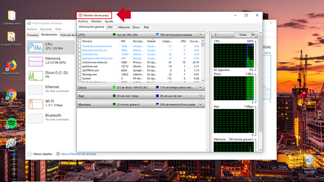 Estas son las opciones y así puedes acceder al monitor que mide la ...