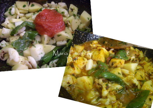 Jibia con patatas. Receta