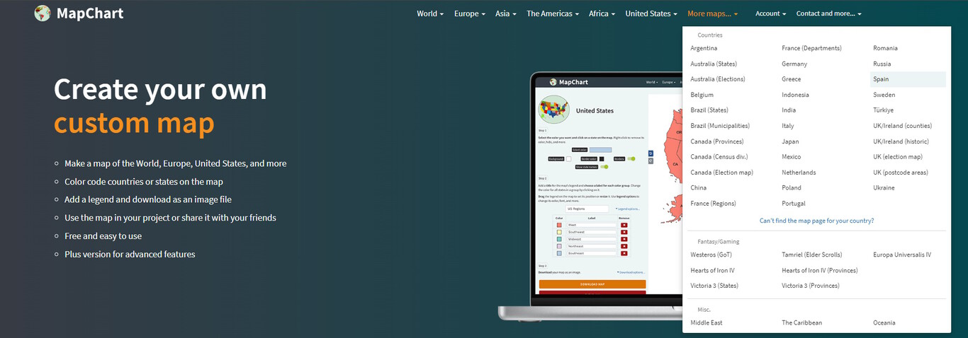 Así puedes crear un mapa personalizado gratis y sin registro con MapChart