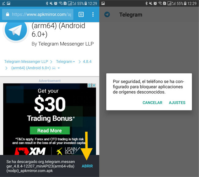 Cómo actualizar Telegram para Android