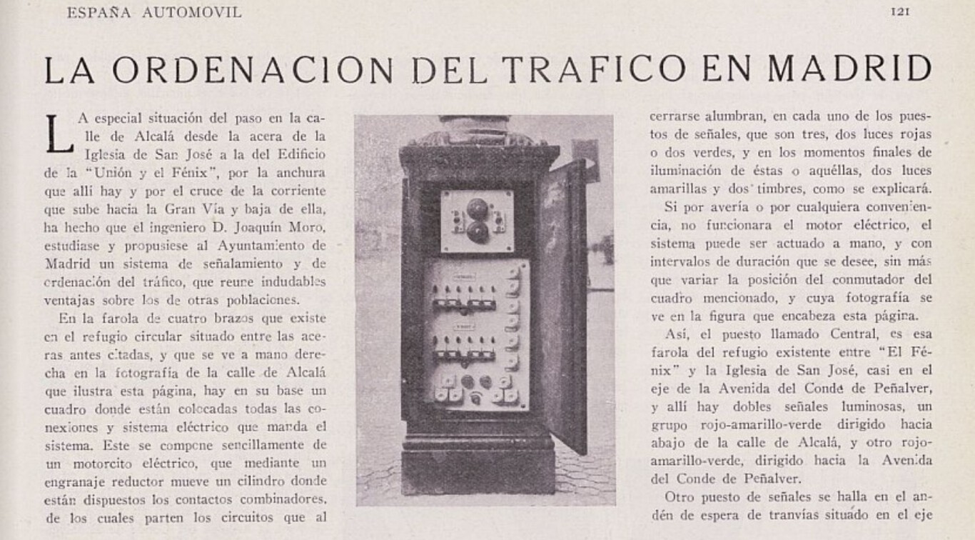 La historia del primer semáforo de España, instalado en 1926: seis ...