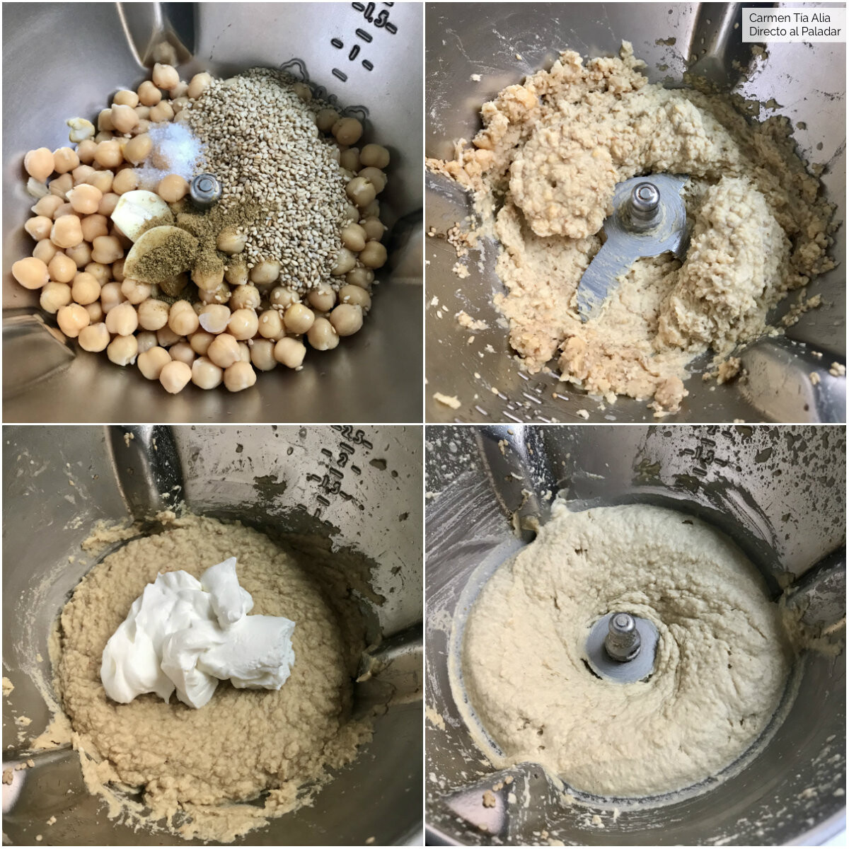 Hummus casero de garbanzos, la receta tradicional más fácil paso a paso