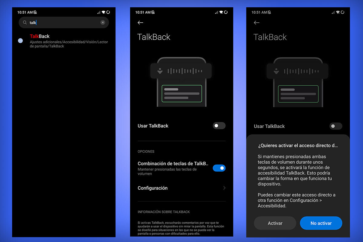 Cómo activar o desactivar Google Talkback en dispositivos Android