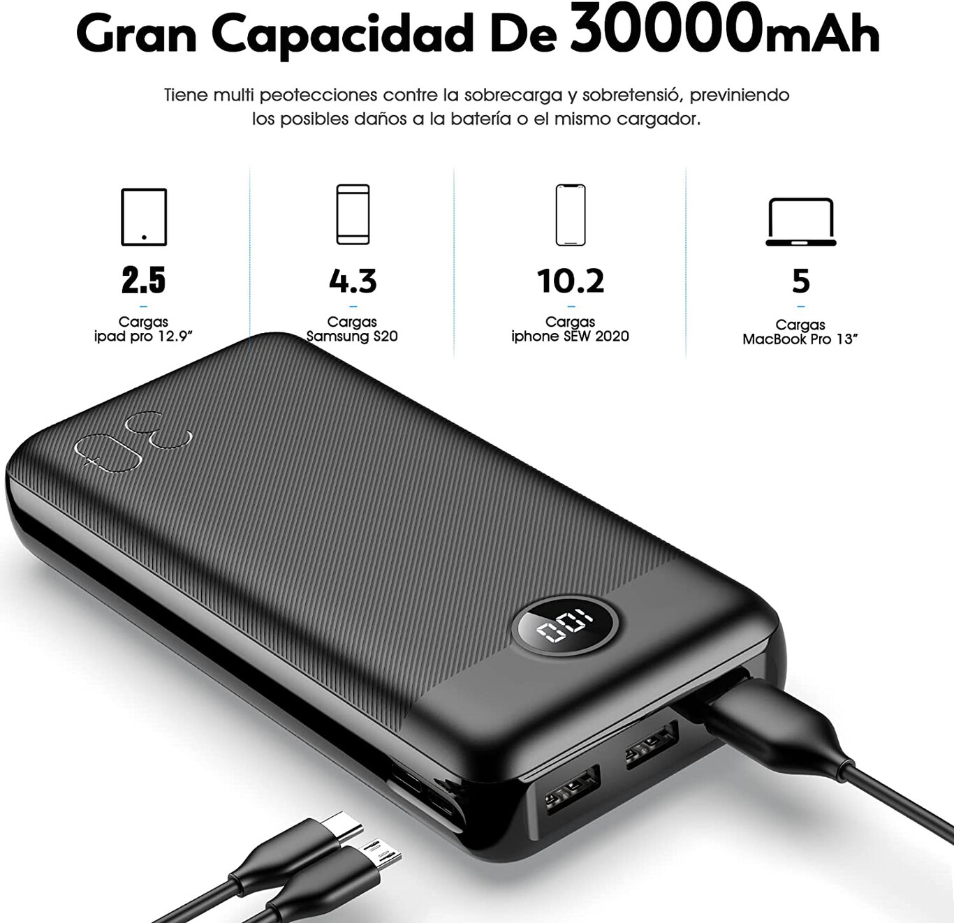 Power Bank Luckso de 30,000 mAh por 559 pesos en Amazon México: carga ...