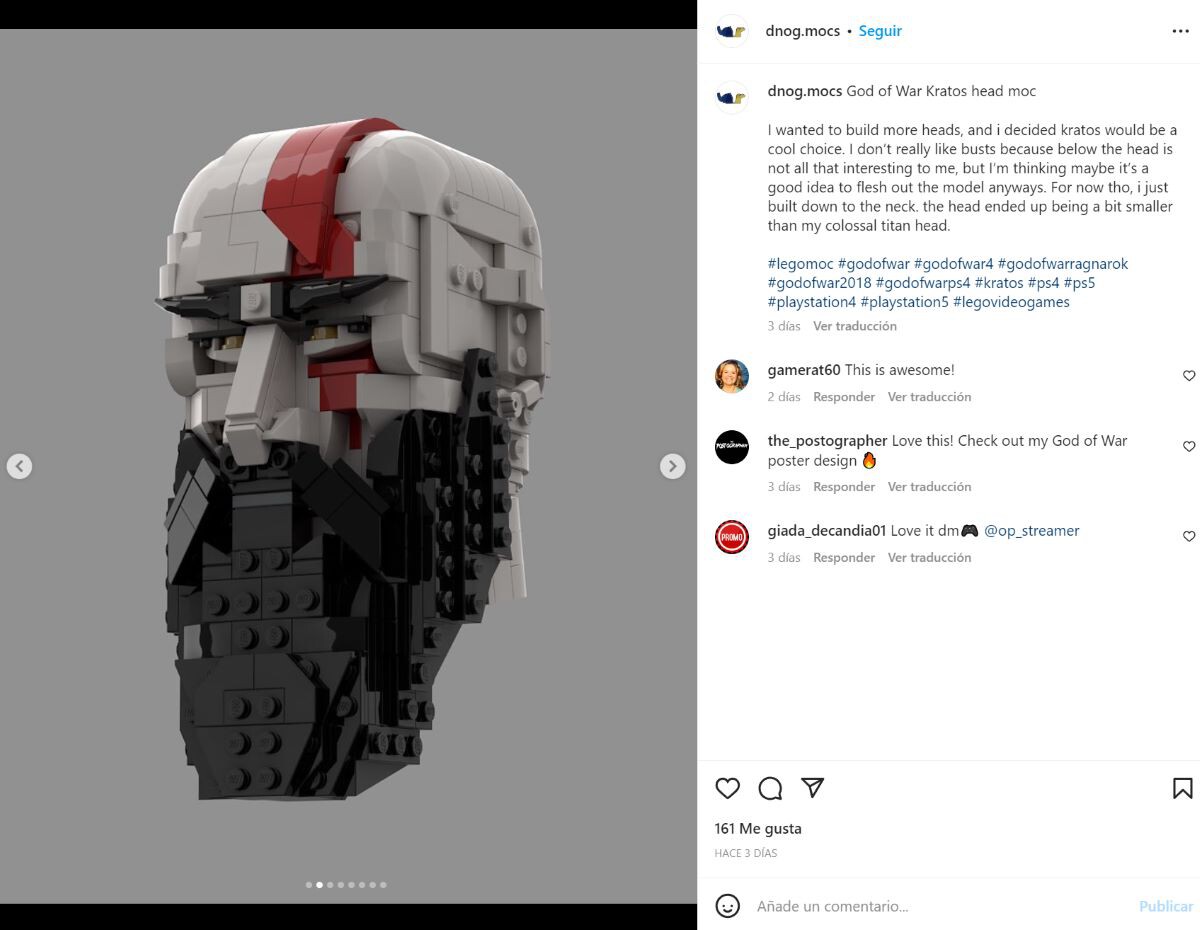 Así es el busto de Kratos con piezas de LEGO que creó un seguidor de la ...