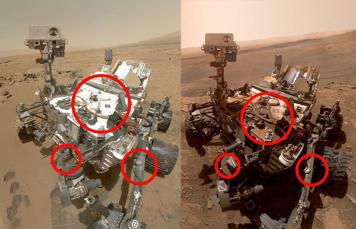 El antes y el después de Curiosity tras casi ocho años de misión y ...