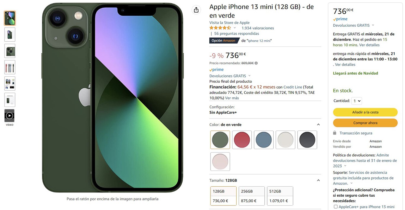 La última oferta del iPhone 13 mini lo deja a precio mínimo histórico y ...