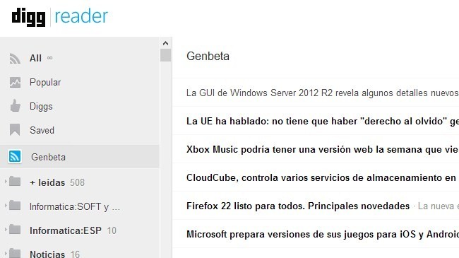 Así es Digg Reader. A fondo