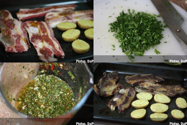 Receta de churrasco asado con chimichurri de cilantro
