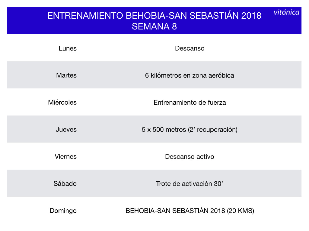 Entrenamiento de ocho semanas para la Behobia-San Sebastián 2018 (20 ...
