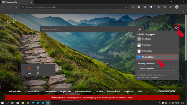 Ya puedes personalizar Edge con tus imágenes favoritas como fondo ...