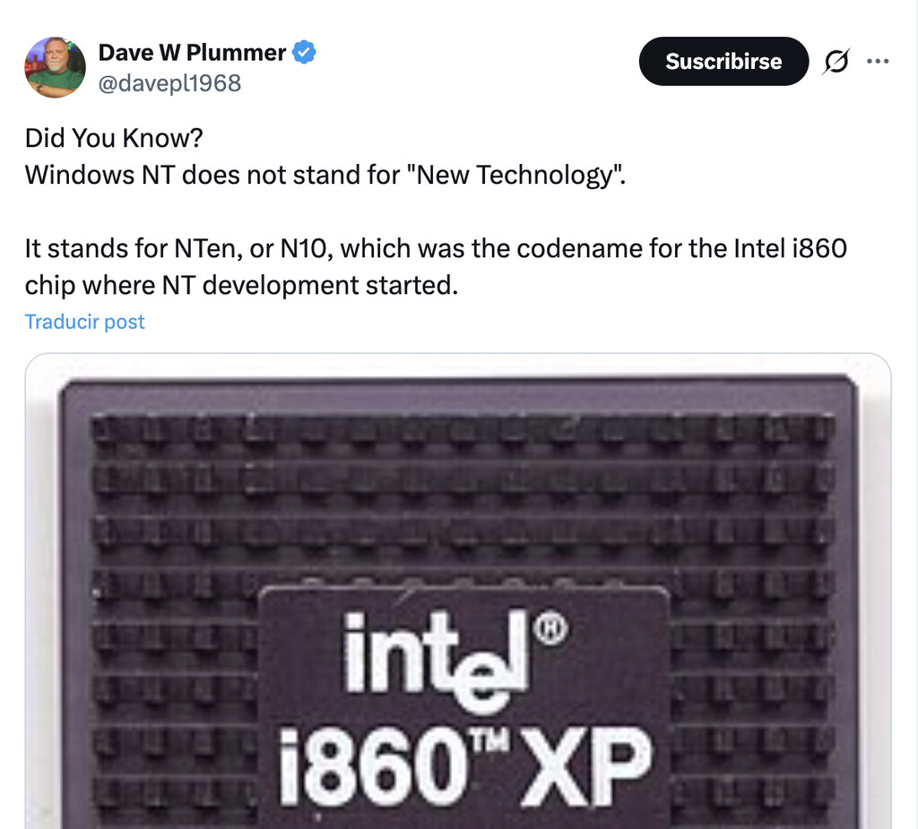 Bill Gates explicó en 1991 lo que significa "NT" en Windows NT, en el ...