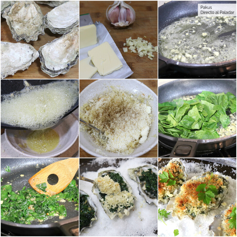 Ostras gratinadas a la Rockefeller