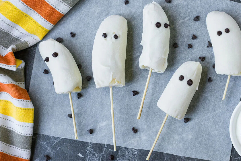 Plátanos fantasmales: paletas heladas de plátano en forma de fantasma ...